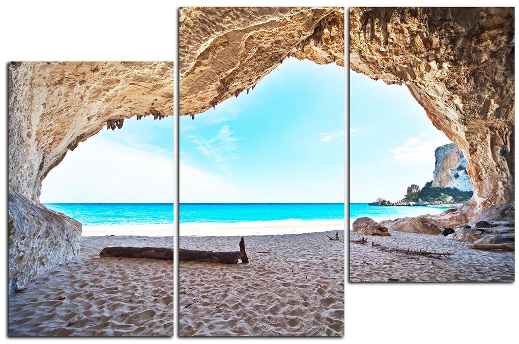 Obraz na plátně - Výhled na pláž z jeskyně 140D (120x80 cm)