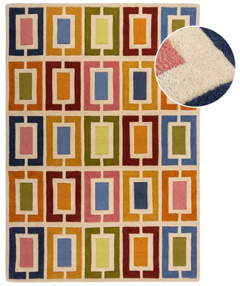 Ručně tkaný vlněný koberec 120x170 cm Retro Blocks – Flair Rugs