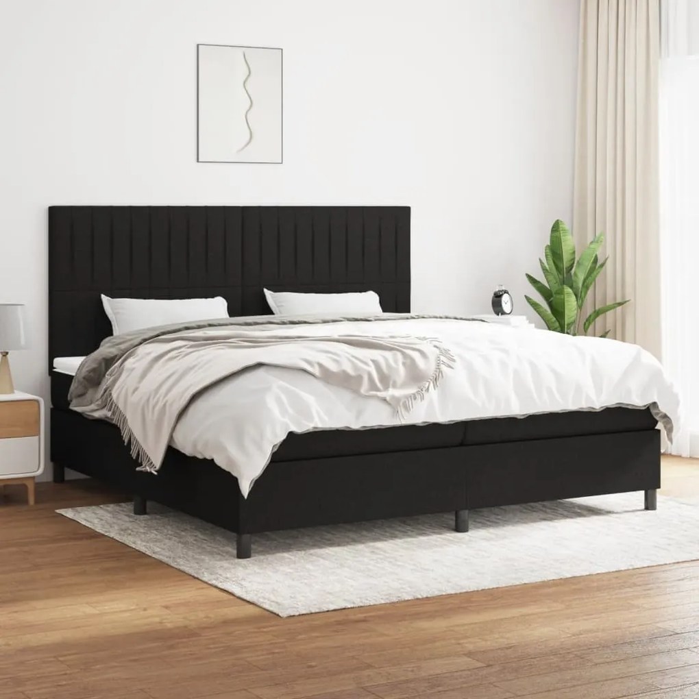 Box spring postel s matrací černá 200x200 cm textil 3141963