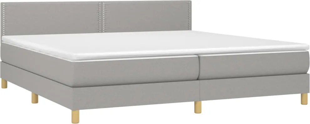 Box spring postel s matrací a LED světle šedá 200x200 cm textil 3133661