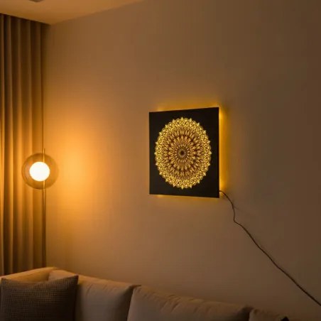 LED dřevěný obraz Mandala - světelný obraz | SENTOP LED0251