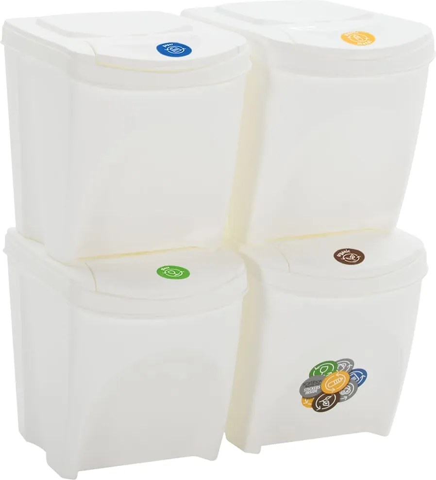 Stohovatelné koše na odpadky 4 ks šedé 100 l polypropylen 152201