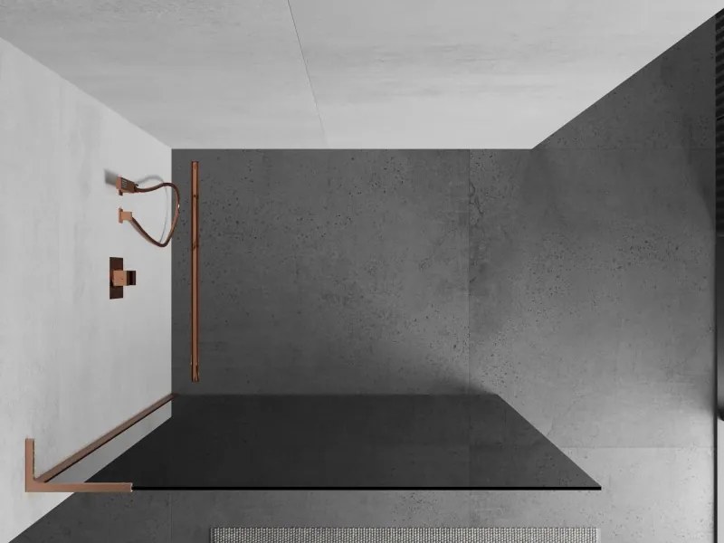 Mexen Kioto L, sprchová zástěna Walk-In 80 x 200 cm, 8mm šedé sklo, měděný matný profil, 800-080-103-65-40