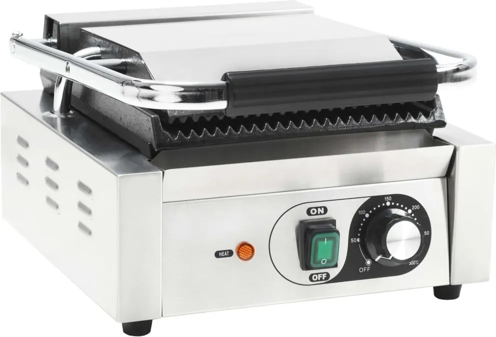 Panini gril z nerezové oceli s drážkami - 1800 W | 32x41x19 cm