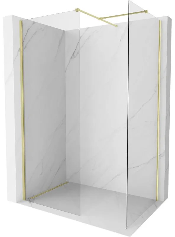 Mexen Kioto-X sprchová zástěna Walk-in 140 x 110 cm, transparentní 10 mm, zlatá kartáčovaná - 800-140-202-55-00-110-X