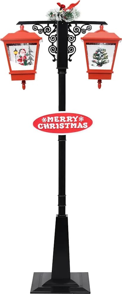 Vánoční pouliční lampa se Santou černo-červená 81x40x188 cm PVC 289926