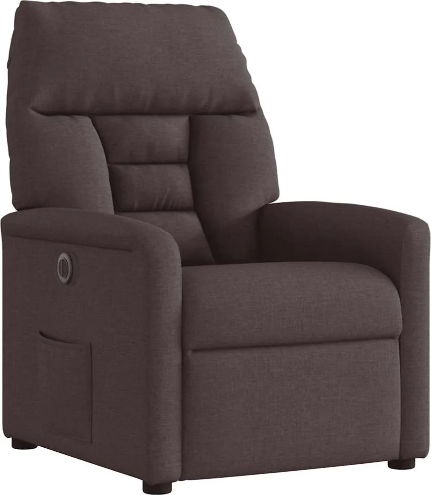 Elektrické polohovací křeslo tmavě hnědé textil 3303017