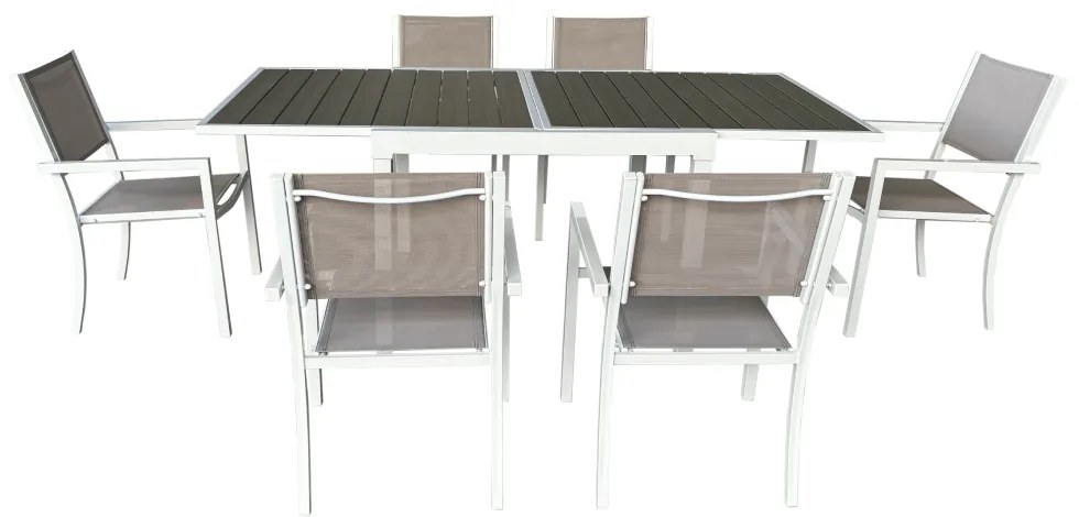 Zahradní stohovatelná židle DORIO umělá textilie světle šedá, ocel bílý lak