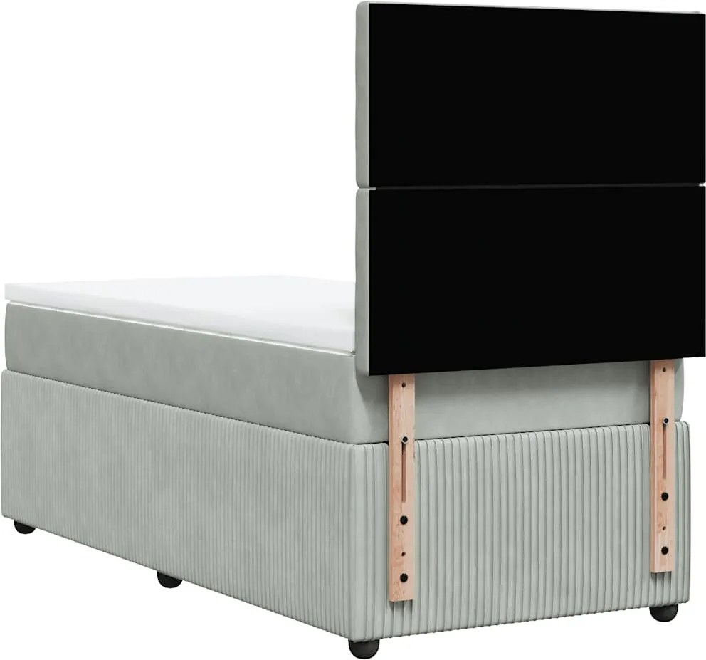 Box spring postel s matrací světle šedá 90x190 cm samet 3292226