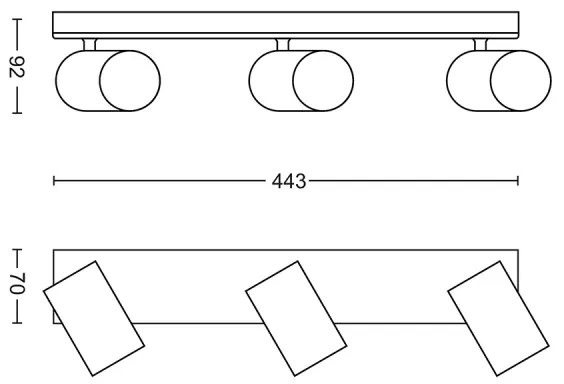 Philips 50593/30/PN - Bodové svítidlo MYLIVING KOSIPO 3xGU10/5,5W/230V
