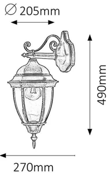 Rabalux 8381 - Venkovní nástěnné svítidlo TORONTO 1xE27/100W/230V IP44