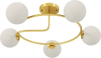 HOMCOM stropní svítidlo 20W, stropní lampa s 5 objímkami G9, elegantní zlatobílé provedení, žárovky nejsou součástí