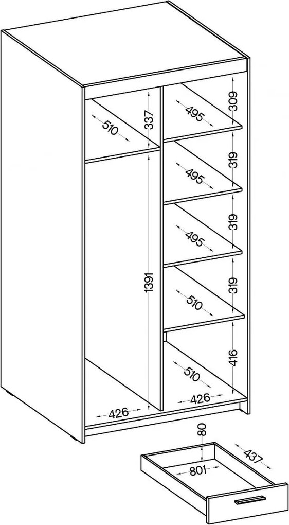 FALCO Šatní skříň Enja 2D3S Odstín: Dub olejovaný