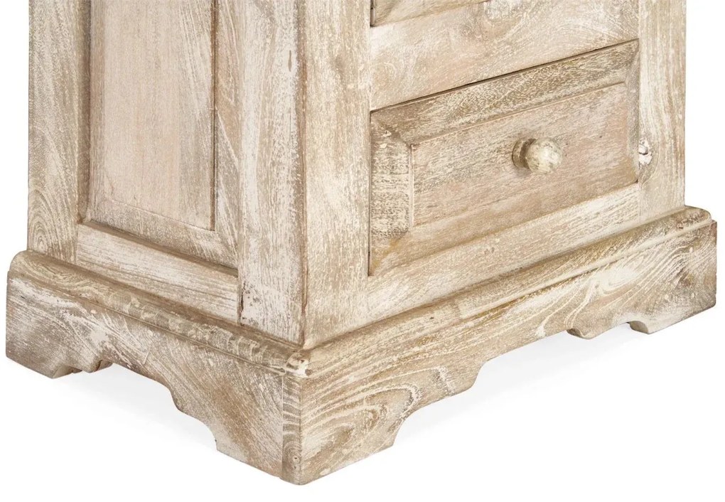 furniture-nabytek.cz - Masivní koupelnová vysoká komoda Patinor z mangového dřeva, lakovaná, přírodní – 48×33×130 cm