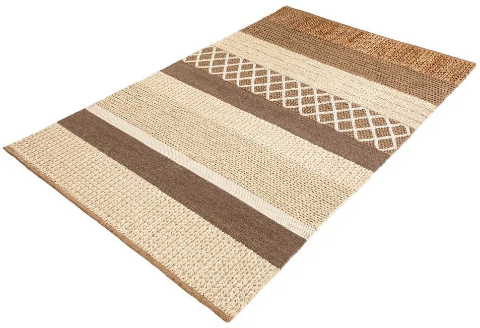 Designový koberec Panay 230 x 160 cm hnědý - konopí a vlna