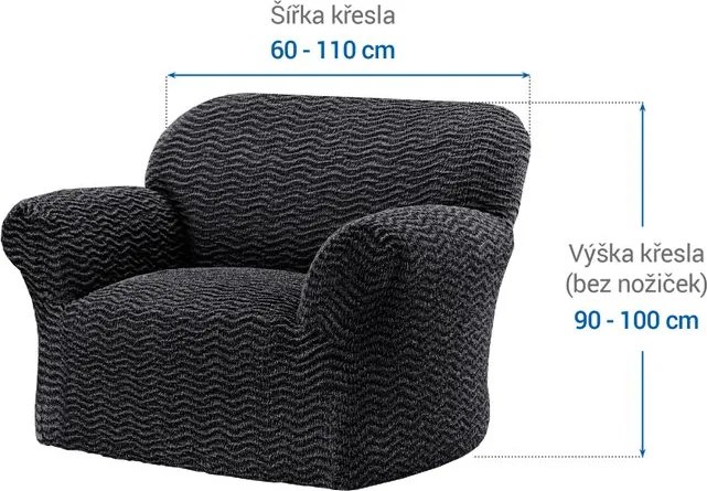 Bielastické potahy CRISTINA antracitová křeslo (š. 60 - 110 cm)