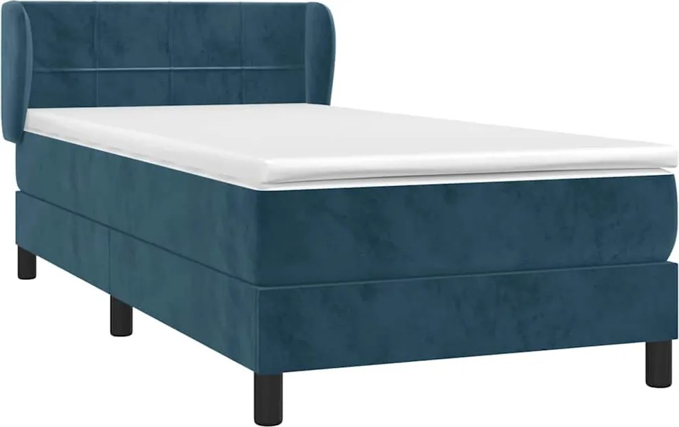 Box spring postel s matrací tmavě modrá 90x200 cm samet 3127473
