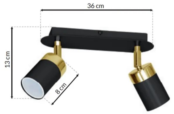 Bodové svítidlo Joker, 2x zlaté/černé kovové stínítko, b