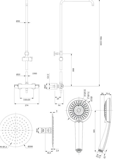 OMNIRES Y1244X/6CR - Sprchová sada s termostatickou baterií Y lesklý chrom