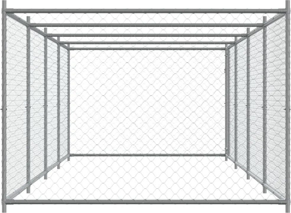 Klec pro psy s dvířky šedá 8 x 2 x 1,5 m pozinkovaná ocel 3209580