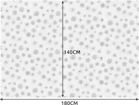Ubrus se sněhovými vločkami 180 x 140 cm – bílostříbrný