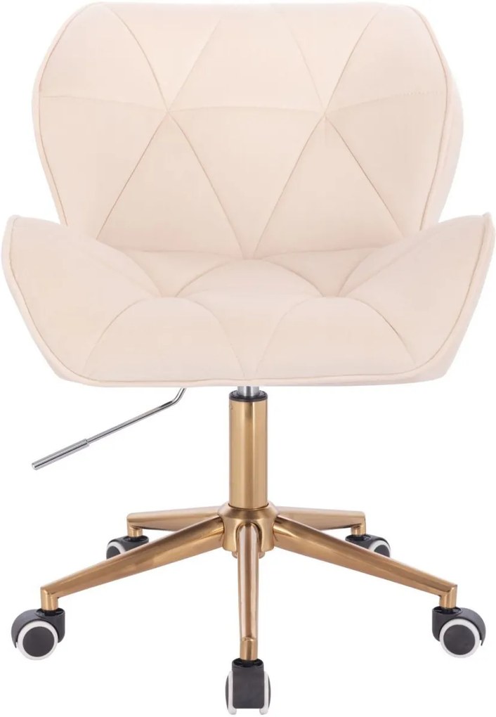 LuxuryForm DESIGN Otočná židle MILANO VELUR na zlaté podstavě s kolečky - krémová