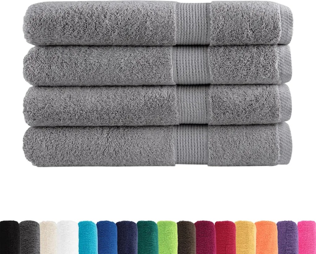Prémiové ručníky SOLUND 4 ks šedé 100x200 cm 600 g/m² 137318