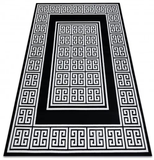 Dywany Łuszczów, Kusový koberec Gloss 6776 85 greek black/ivory, 140x190, černobílá, chodba / předsíň