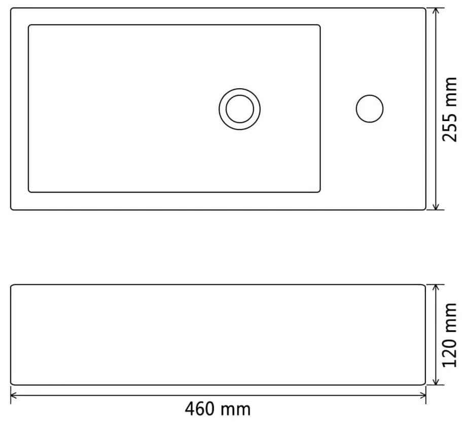 vidaXL Marketos Umyvadlo otvor na baterii obdélník keramika černé 46x25,5x12 cm