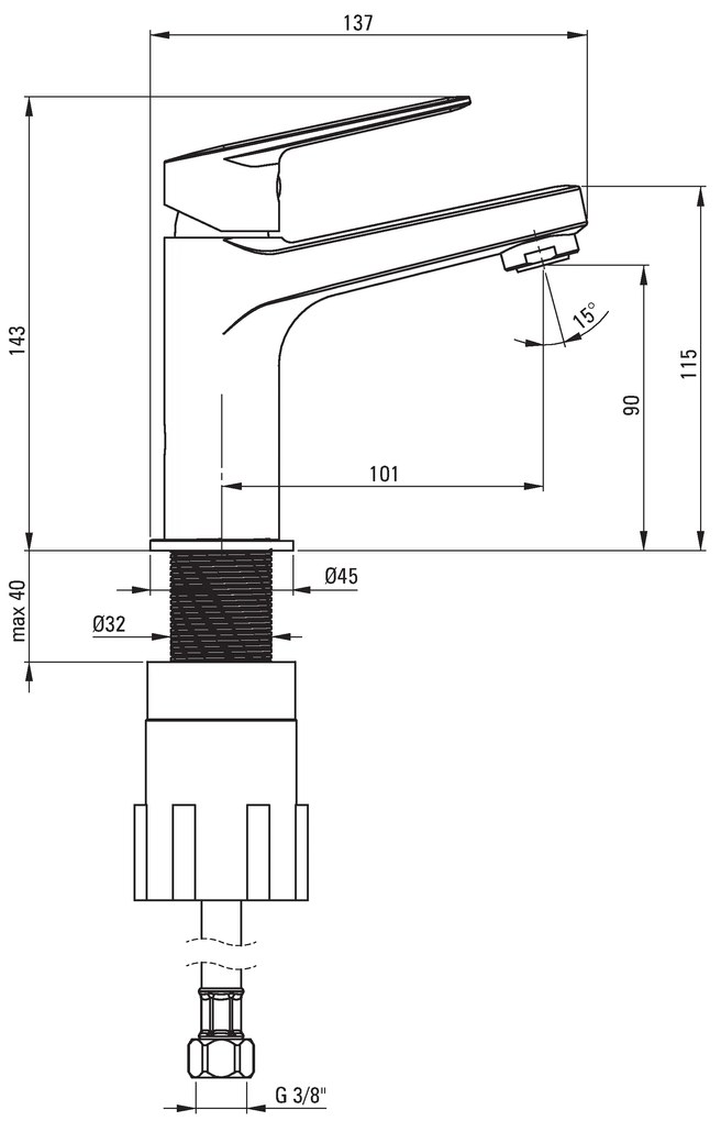 Deante Jasmin, nízká umyvadlová baterie, černá matná, BGJ_N20M