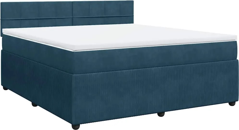 Box spring postel s matrací modrá 180 x 200 cm samet 3290110