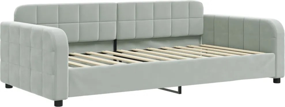 Válenda s přistýlkou a zásuvkami světle šedá 100 x 200 cm samet 3197008