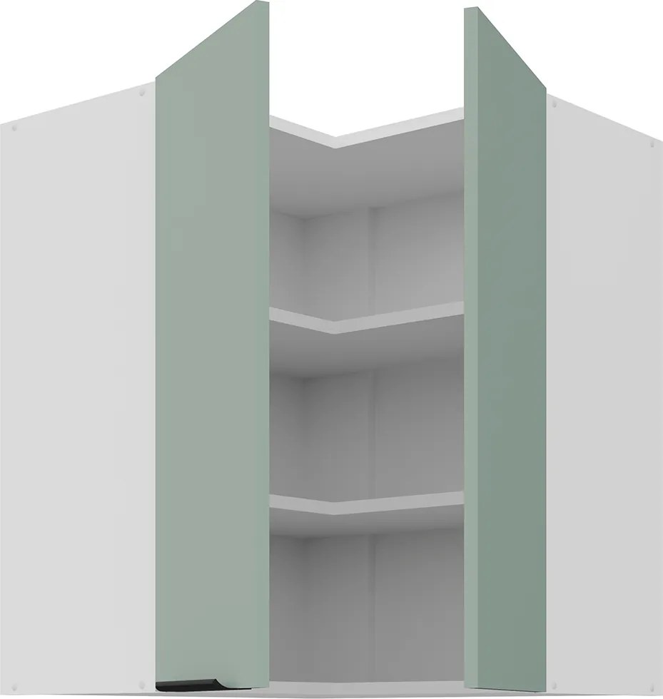 ARIA sb | horní kuchyňská skříňka 60x60 GN-72 2F (90°) rohová s policemi | 60x60 cm | bílá/aquamarine