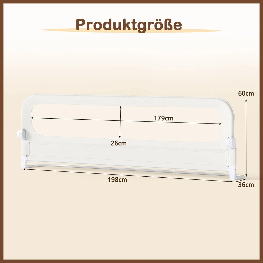 Costway Sada 2 zábran k dětské posteli 198/178 cm, bílá