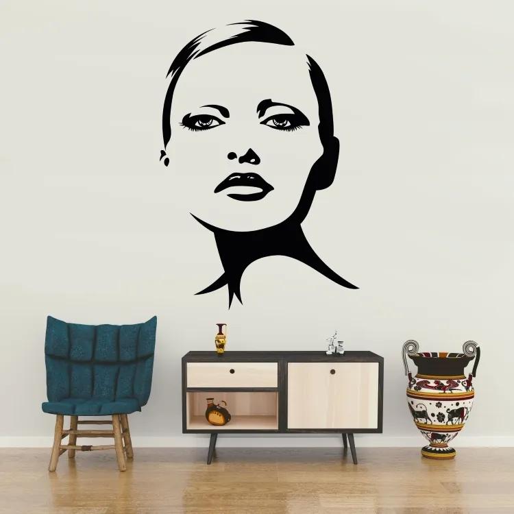 Dámský obličej silueta 5 - vinylová samolepka na zeď 120x83cm