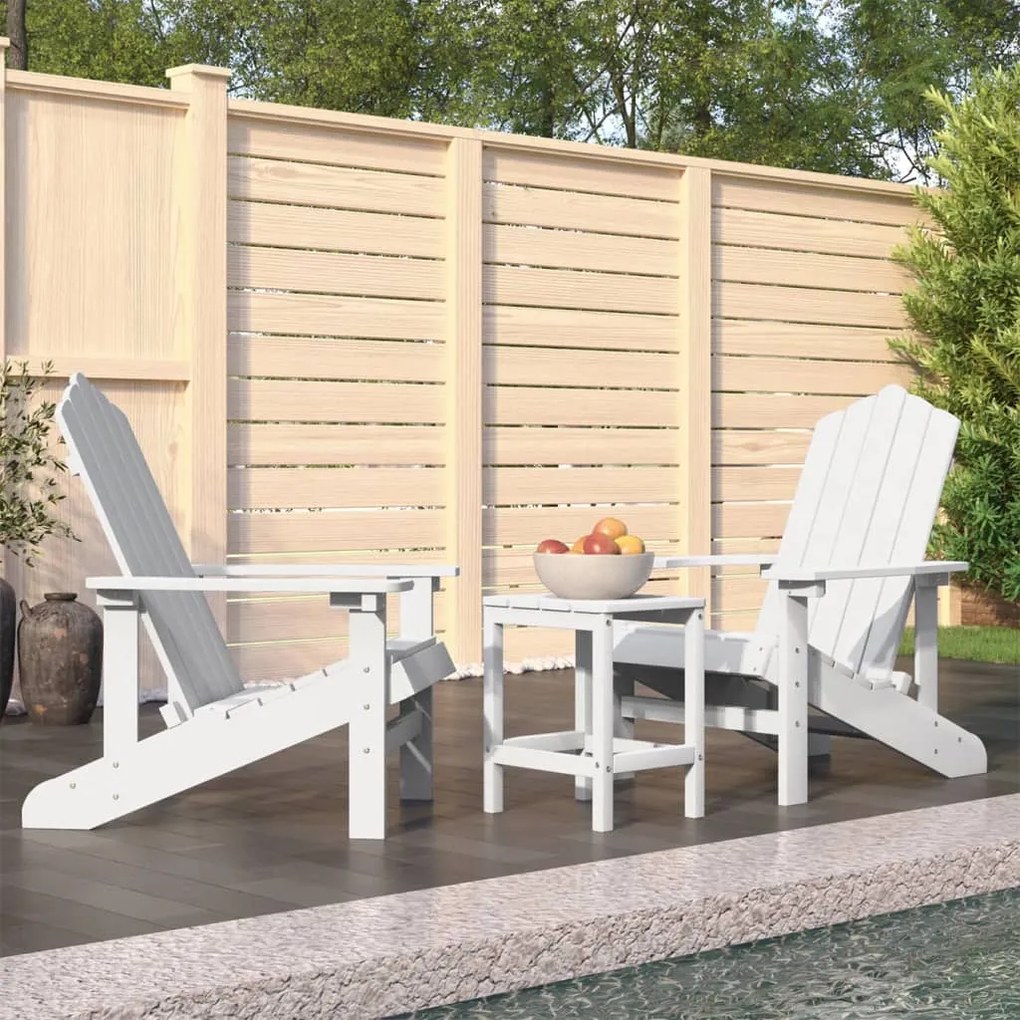 Zahradní křesla Adirondack se stolkem HDPE bílá 3095704