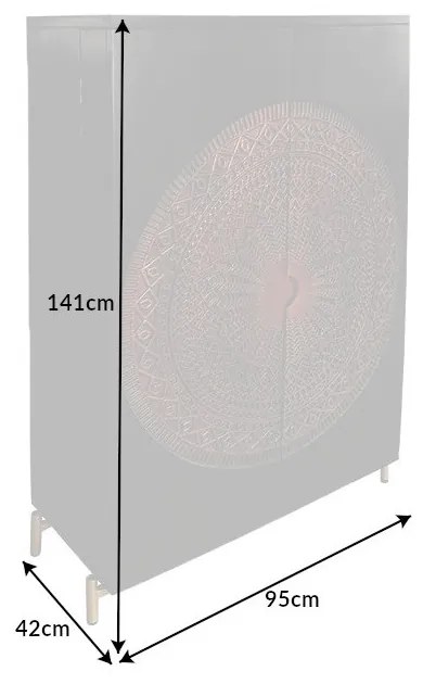 Massive home | Černá designová barová komoda Black Mandala 140cm