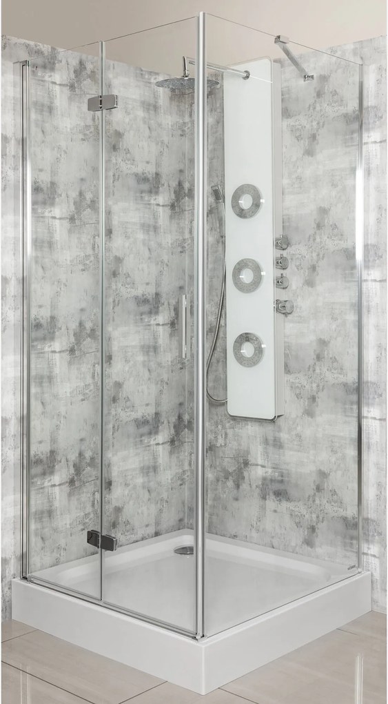 Novoterm Zalamovací otočné sprchové dveře NV-Style DR CHR 90, chrom/transparent - bez vaničky