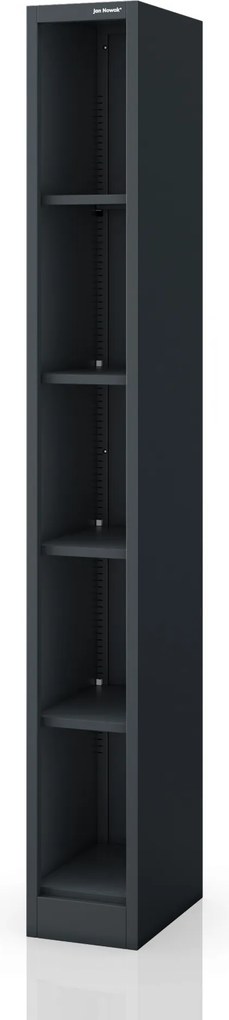 Úzký kovový archivační regál na dokumenty antracitový, 250x1950x400 mm: TIM
