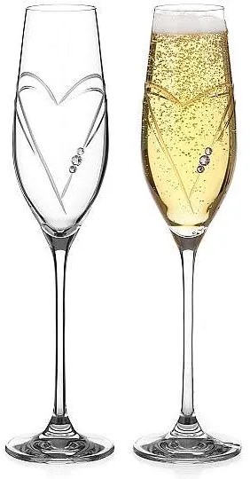 Diamante Swarovski Sklenice na sekt Hearts 210 ml, 2 ks