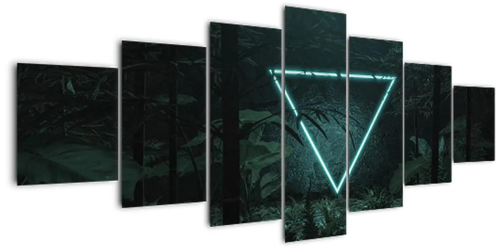 Obraz - Neonový trojúhelník v jungli (210x100 cm)