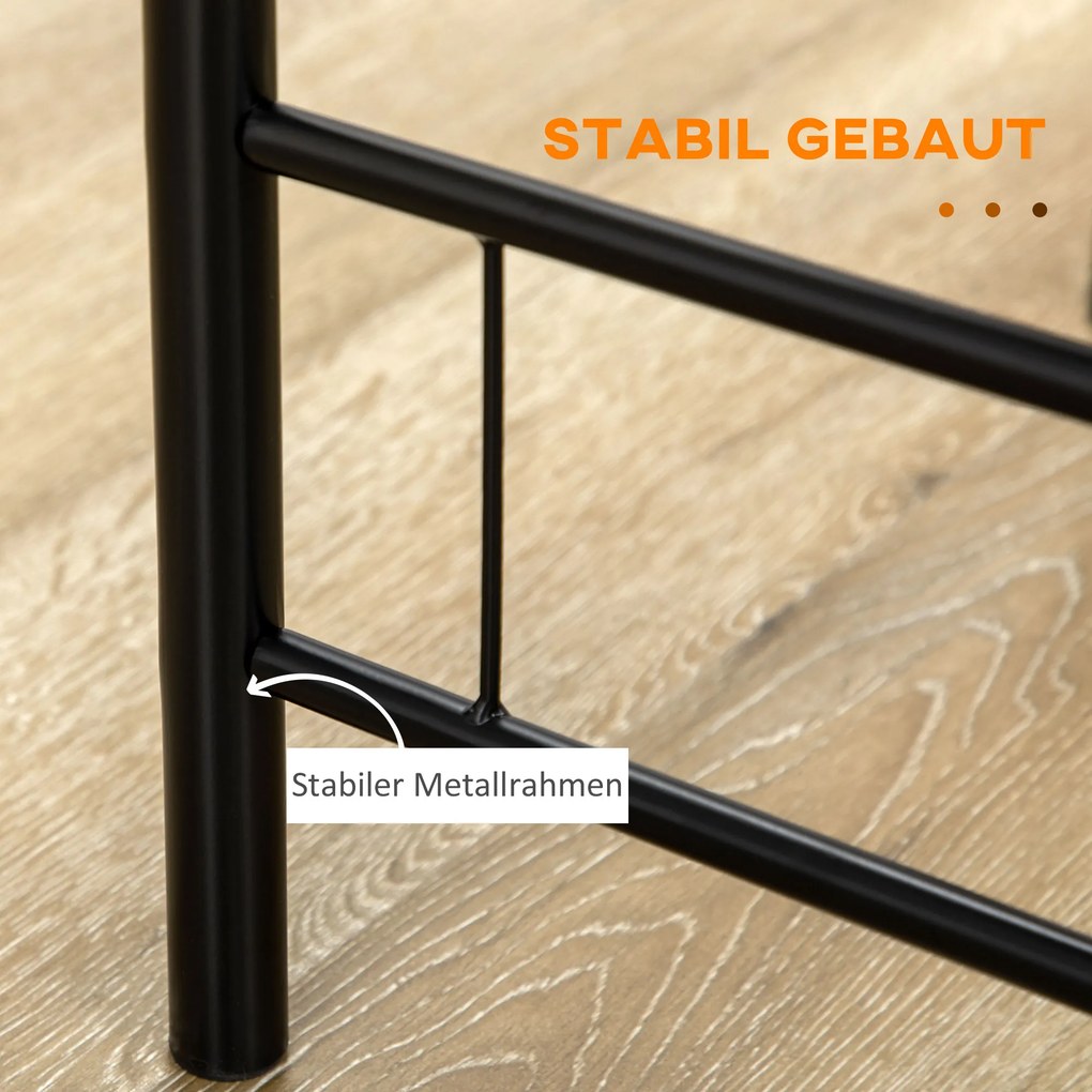 HOMCOM Jídelní set, Jídelní stůl se 2 židlemi, Oválný kuchyňský stůl s úložným prostorem, Kuchyňský set, Stolová sestava do kuchyně, Kov, Černá