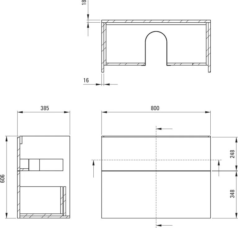 Deante Tubo, závěsná skříňka 800x385x600 mm, bílá lesklá, DEA-STU_6U81