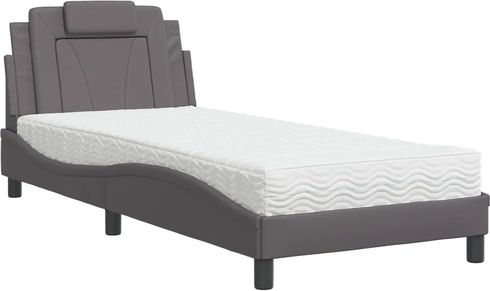Postel Viana s matrací šedá 80 x 200 cm umělá kůže 3208757