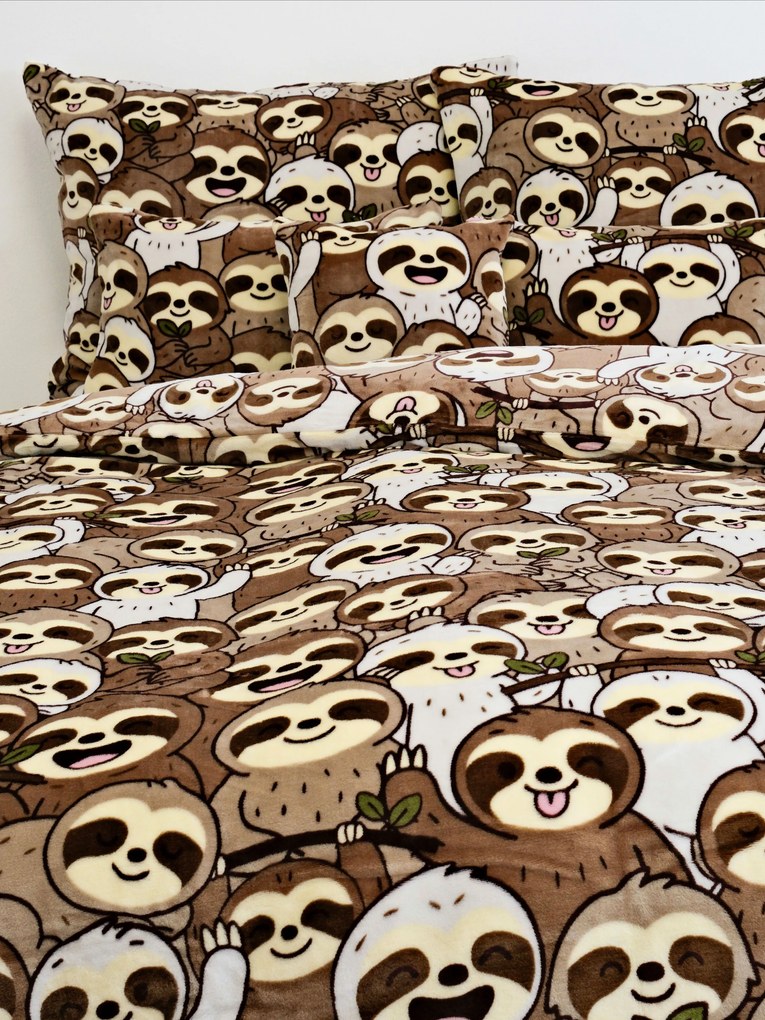 MK Lůžkoviny Mikroplyšové povlečení Exclusive - Lenochodí invaze 140 × 200 cm, 70 x 90 cm