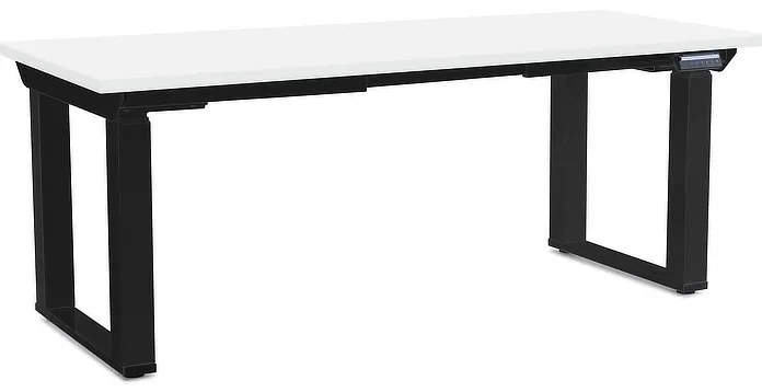 Výškově nastavitelný stůl OfficeTech Strong 180 x 80 cm, černá podnož, bílá