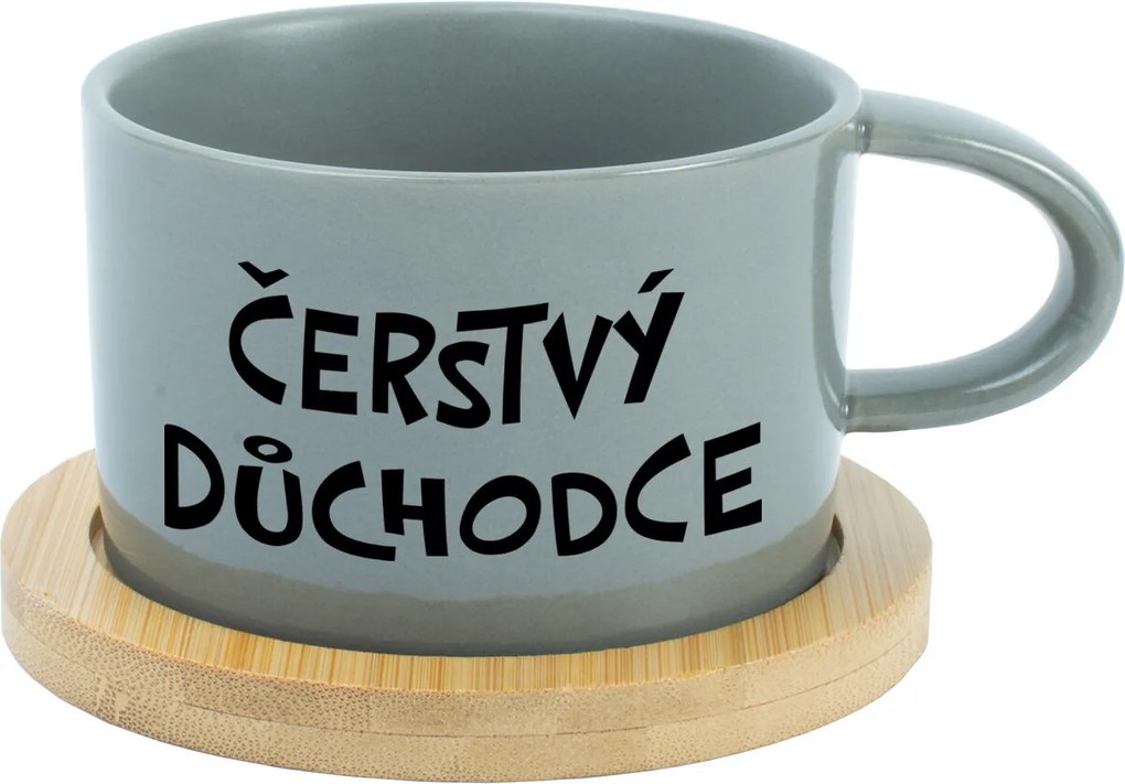 ČERSTVÝ DŮCHODCE - šedý hrníček makronka 200 ml