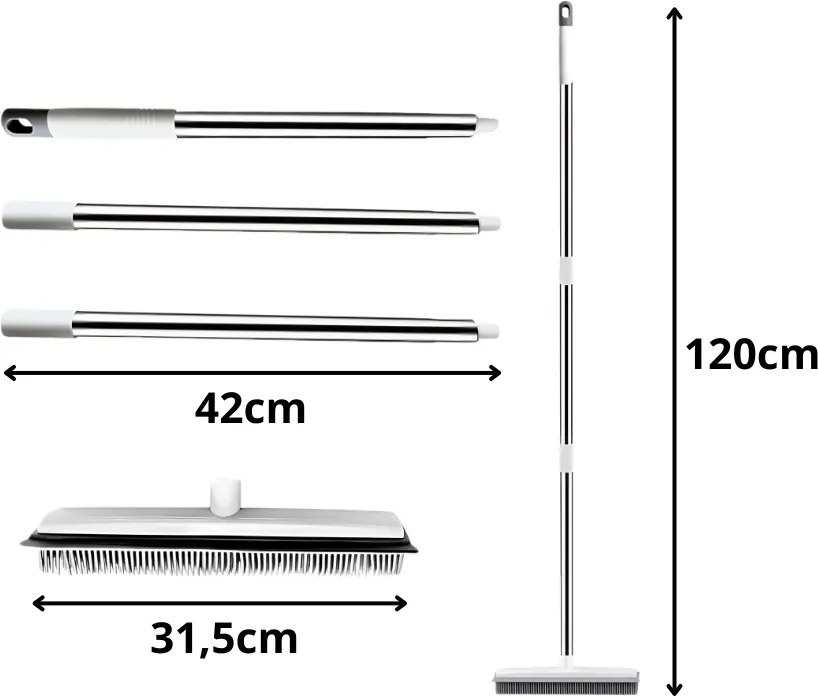 Verk Group Gumovo-silikonový smeták s kovovou rukojetí 120 cm