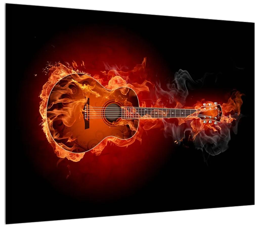 Obraz kytary v ohni (70x50 cm)