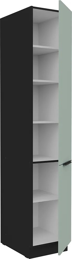 ARIA sc | vysoká skříňka 40 DK-210 2F potravinová s policemi | 40 cm | ANTI FINGERPRINT povrch | černá/aquamarine